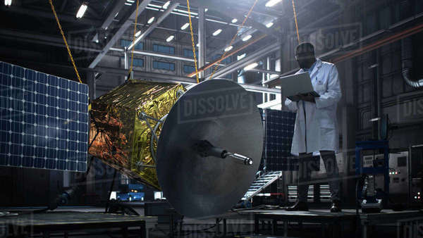 Industrial Engineer Working on Artificial Satellite Construction ...