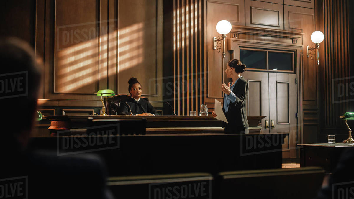 Female Public Defender Presenting the Case - Stock Photo - Dissolve