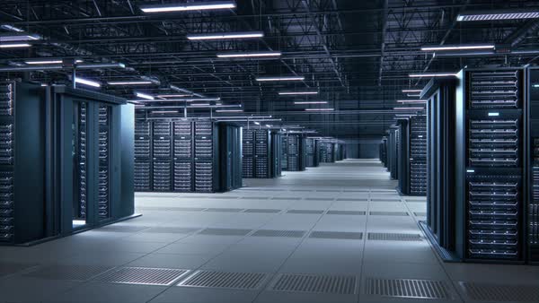 Modern Data Technology Center Server Racks Working in Well-Lighted Room ...