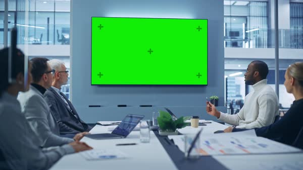 Office Conference Room Meeting using Green Screen Chroma Key TV - 4K ...