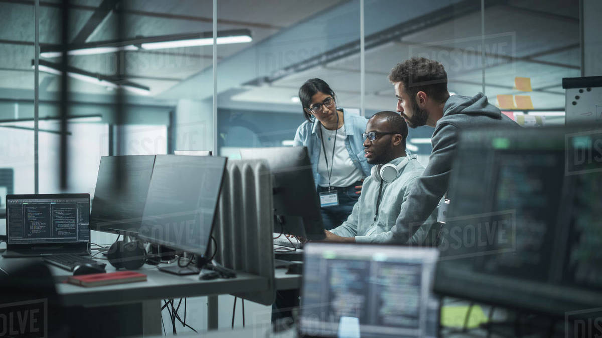 Diverse Multi-Ethnic Team Working in Modern Office: Group of IT ...