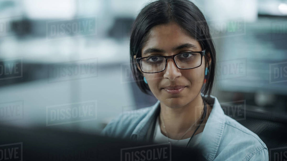 Diverse Office: Portrait of Empowered Indian IT Programmer Working on ...
