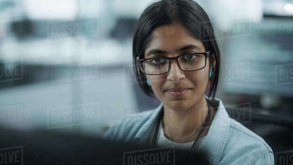 Diverse Office: Portrait of Empowered Indian IT Programmer Working on ...