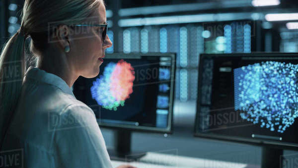 Caucasian Female IT Specialist Working on Green Screen Chroma Key ...