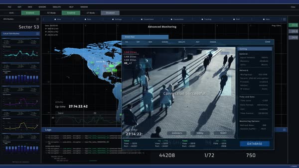 Surveillance Tracking Mock-up with City Map in a Software with Multiple ...