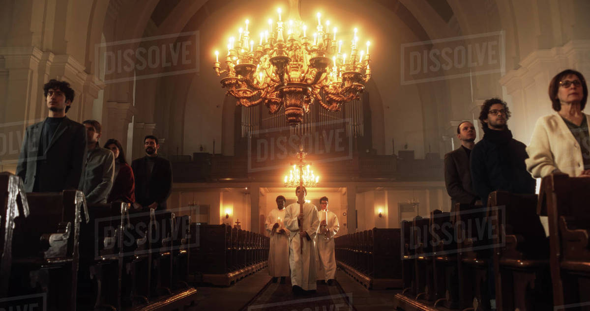 Beginning of a Liturgy In Grand Church where Priests, Deacons, Pastors ...