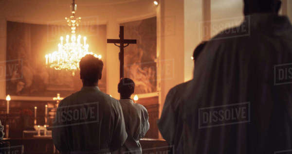 Liturgy In Church: Procession Of Ministers, Bearing Holy Cross to Altar ...