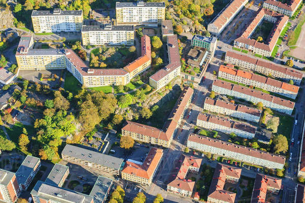 Aerial view of buildings - Stock Photo - Dissolve
