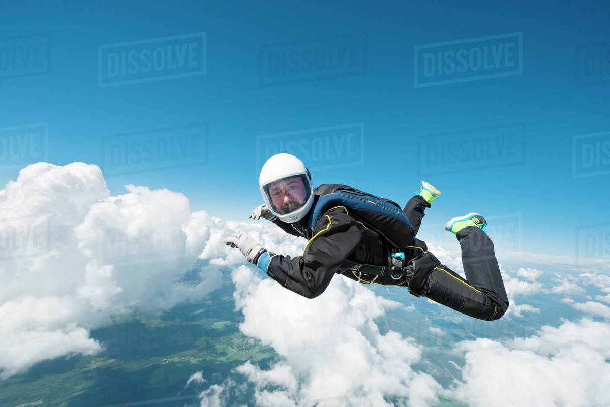 Sky-diver in air - Stock Photo - Dissolve