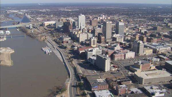 Memphis Skyline Overhead. A stunning view of Memphis' downtown skyline ...