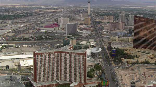 Cloudy Las Vegas Strip Space Needle. Pan across the Las Vegas strip ...