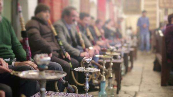 People smoking shisha at Nargile Cafe, Shisha place around Grand Bazaar ...