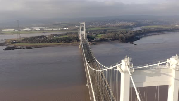 The Severn Bridge Connecting England and Wales Aerial View - 4K Royalty ...