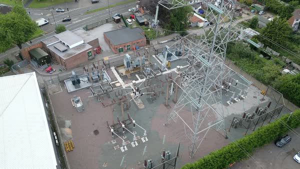 High Voltage Electrical Substation and Pylon - 4K Royalty-free Stock ...