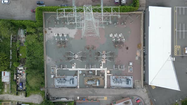 High Voltage Electrical Substation and Pylon - 4K Royalty-free Stock ...