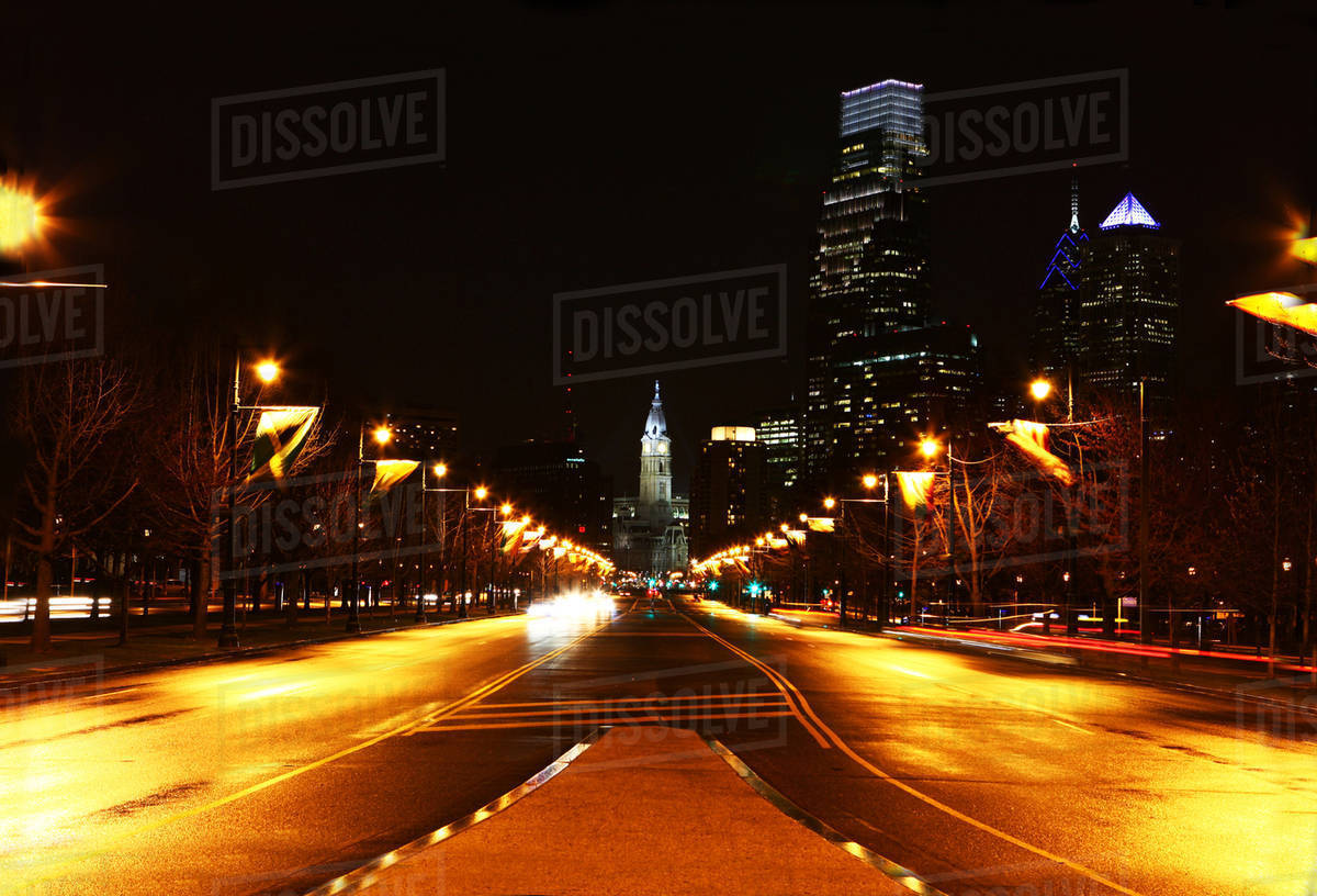 The Philadelphia city center at night - Royalty-free Stock Photo | Dissolve