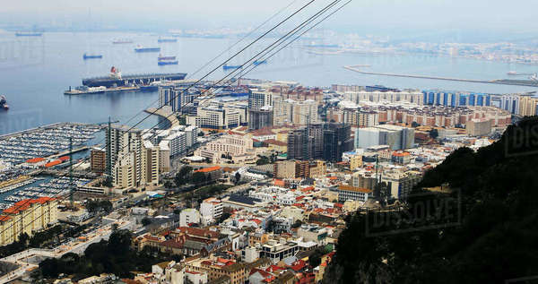 An aerial view of Gibraltar bay - Royalty-free Stock Photo | Dissolve