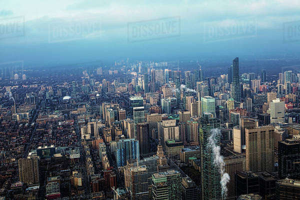 An aerial view of Toronto city center at dusk - Royalty-free Stock ...