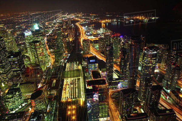 An aerial view of Toronto, Canada at night - Royalty-free Stock Photo ...