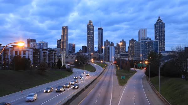 Timelapse day to night of Atlanta, Georgia skyline 4K - 4K Royalty-free ...