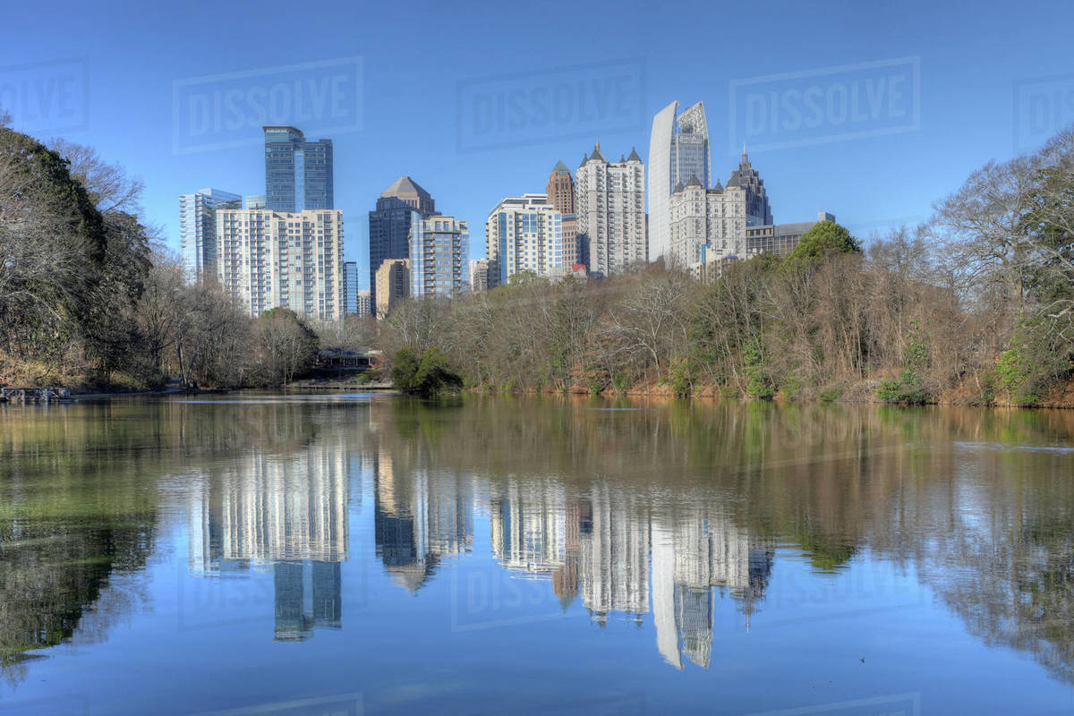 The Atlanta, Georgia city center with reflections - Stock Photo - Dissolve