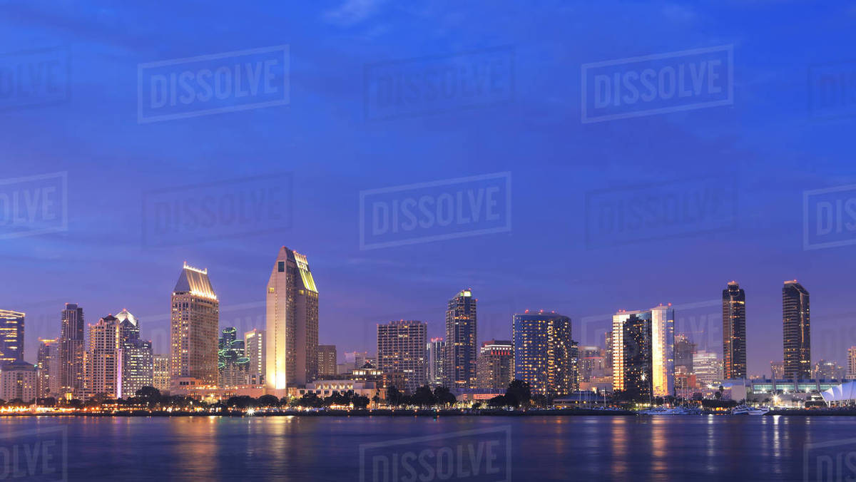 San Diego, California cityscape seen at dark - Royalty-free Stock Photo ...