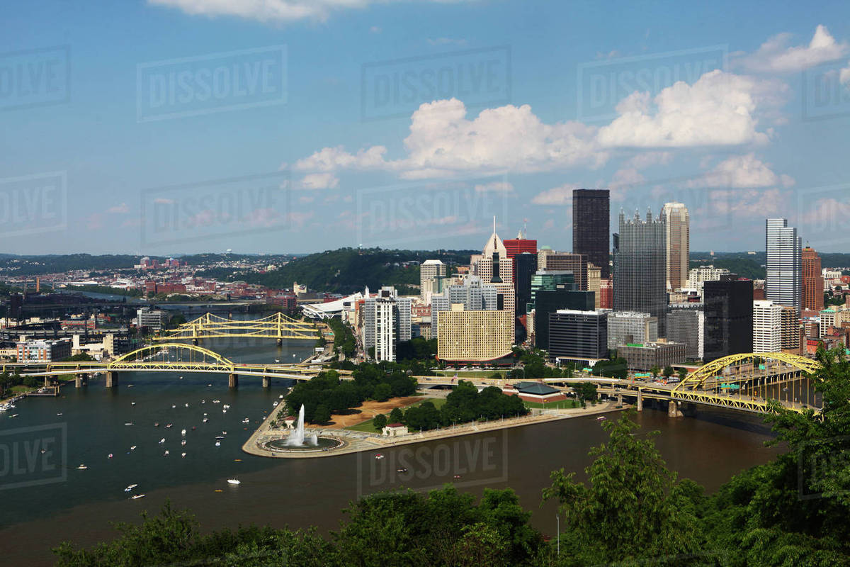 Aerial view of the Pittsburgh skyline - Royalty-free Stock Photo | Dissolve