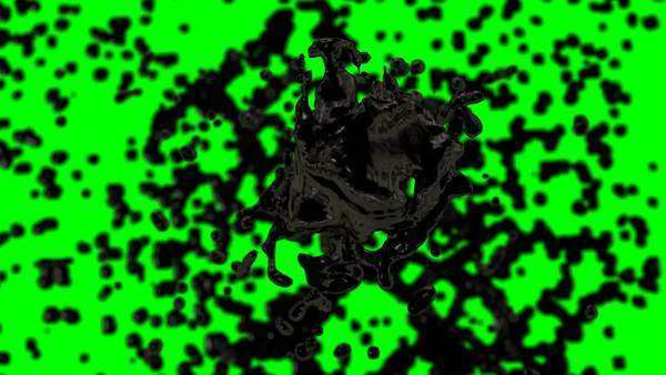 Top view of animated oil eruption against green screen-background ...