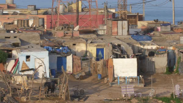 Poverty-Stricken Fishing Village Shanty Town Slum Buildings in Morocco ...