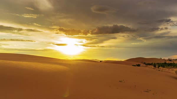 Beatiful landscape in desert at sunset, panorama timelapse 4k - 4K ...