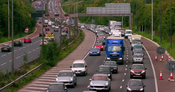 Cars, Lorries & Vans On Motorway, M60 Motorway, Manchester, England ...