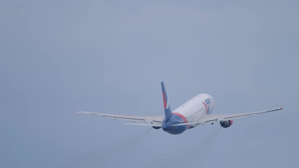 PHUKET, THAILAND : Rear view of Boeing 767 of Azur Air fly away at ...