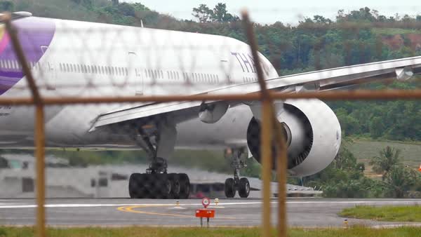 PHUKET, THAILAND - Widebody passenger aircraft Thai Airways ...