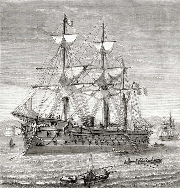 The Solférino, a broadside ironclad warship of the French Navy ...