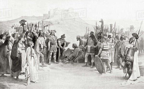 The meeting of Hannibal with the Ceutrones, a Celtic tribe of ancient ...