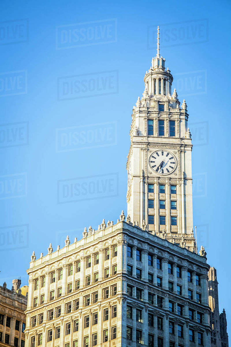 Wrigely Building clock tower; Chicago, Illinois, United States of ...