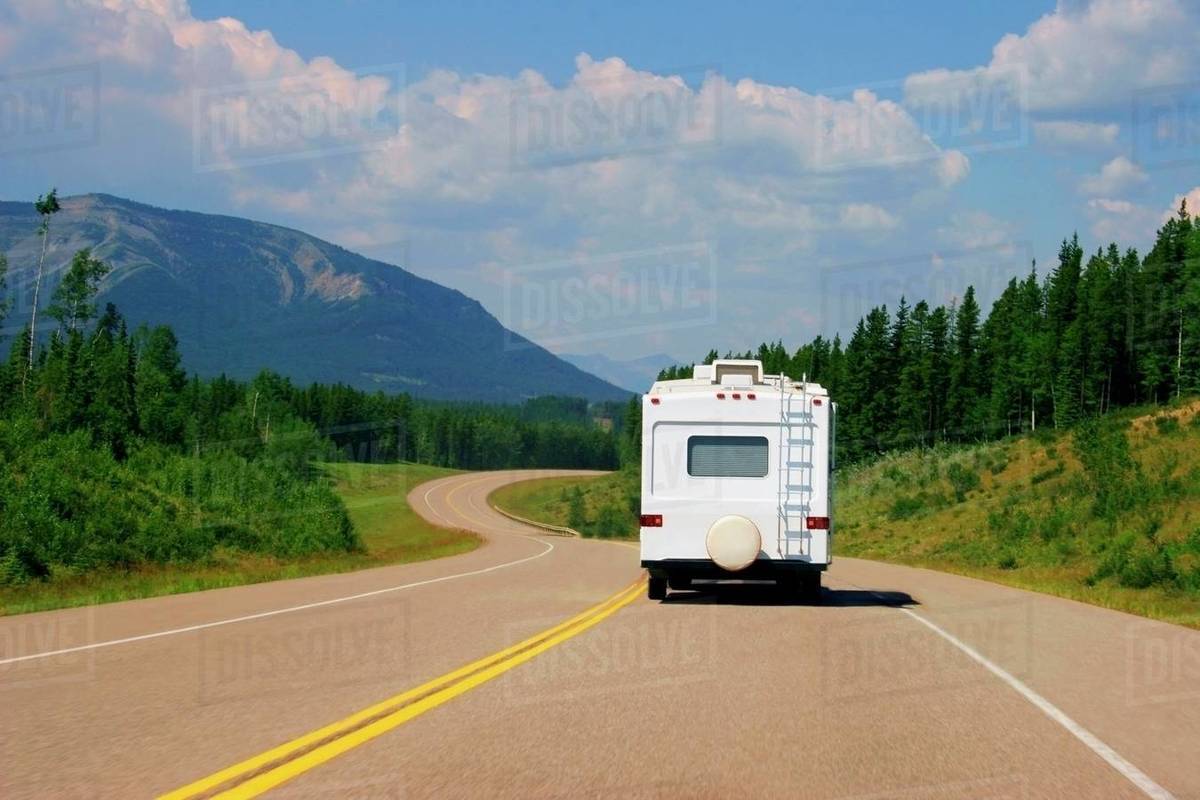 Recreational Vehicle Driving Through Alberta, Canada - Royalty-free ...