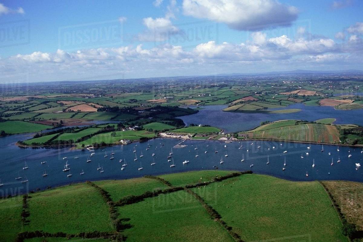 Aerial View Of Boats In The Sea, Ringhaddy, Strangford Lough, County ...
