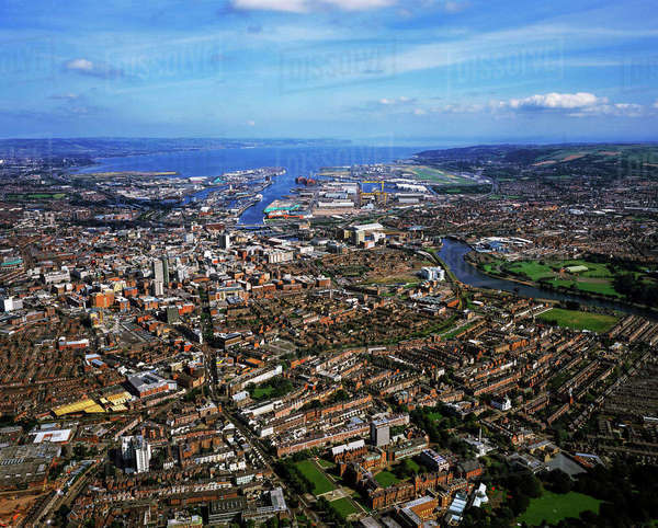 Aerial View Of Belfast, Ireland - Stock Photo - Dissolve