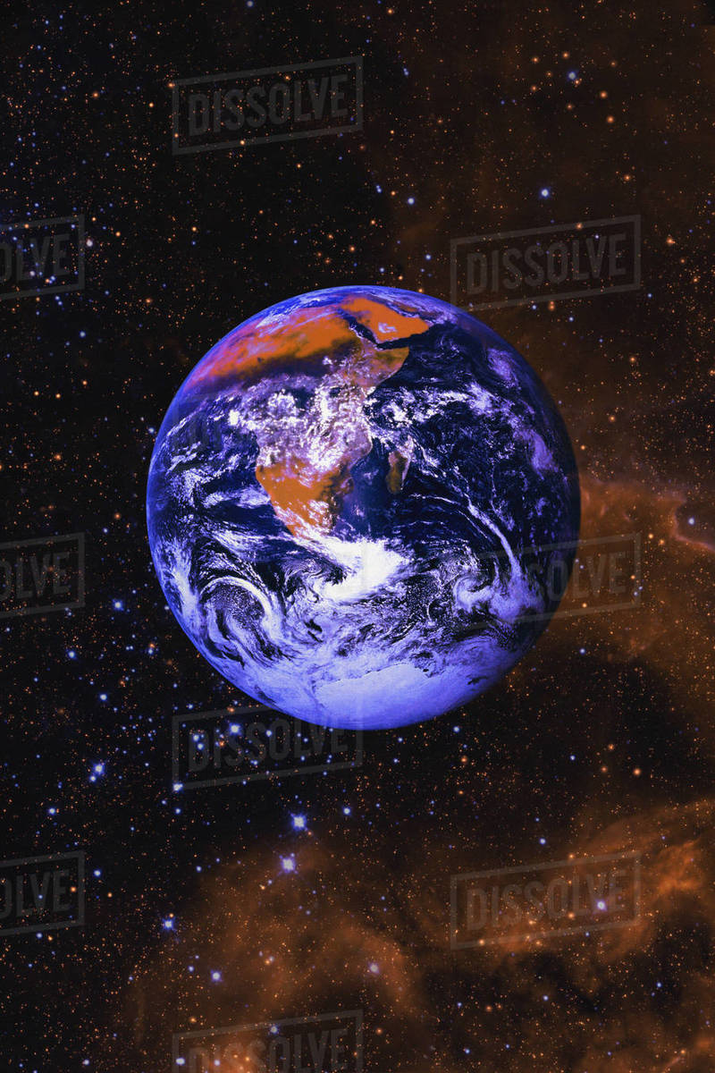 Earth In Space With Gaseous Nebula And Clouds - Royalty-free Stock ...