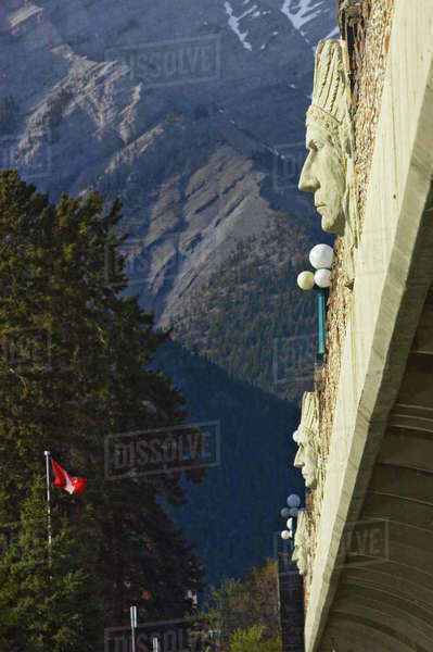 Banff Bridge With Carvings, Banff National Park,Alberta,Canada - Stock ...