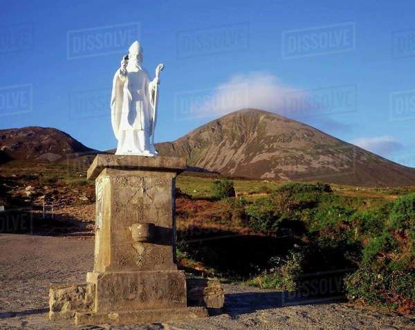 Croagh Patrick, Co Mayo, Ireland; Statue Of St. Patrick At The Site Of ...