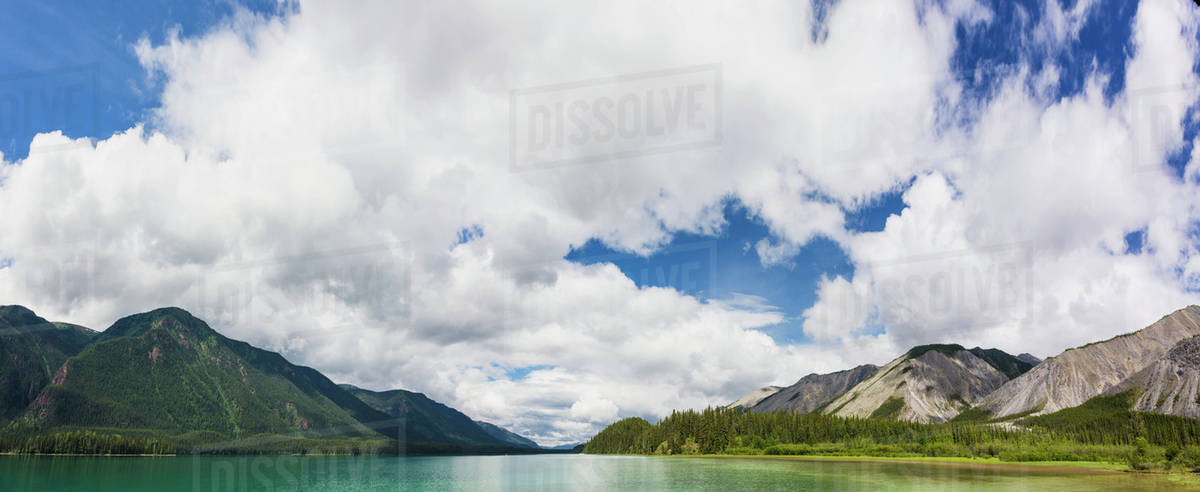 Scenic view of Muncho Lake, Muncho Lake Provincial Park, British ...