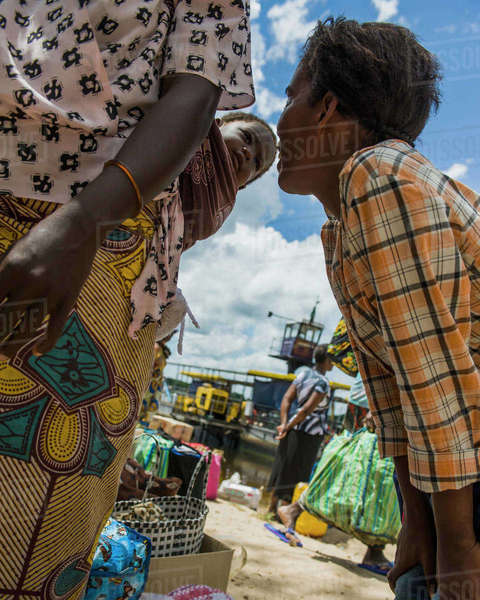 Woman Talking To A Baby At A Border Crossing; Zambia - Stock Photo ...