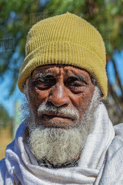 Portrait of a senior Ethiopian man; Axum, Tigray Region, Ethiopia ...