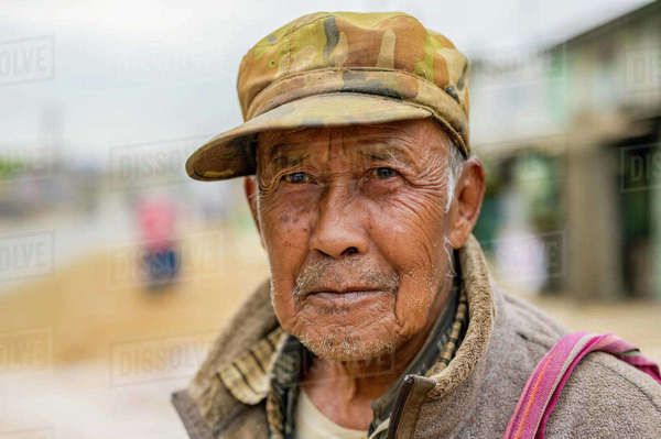 Burmese man with hat; Taungyii, Shan State, Myanmar - Stock Photo ...