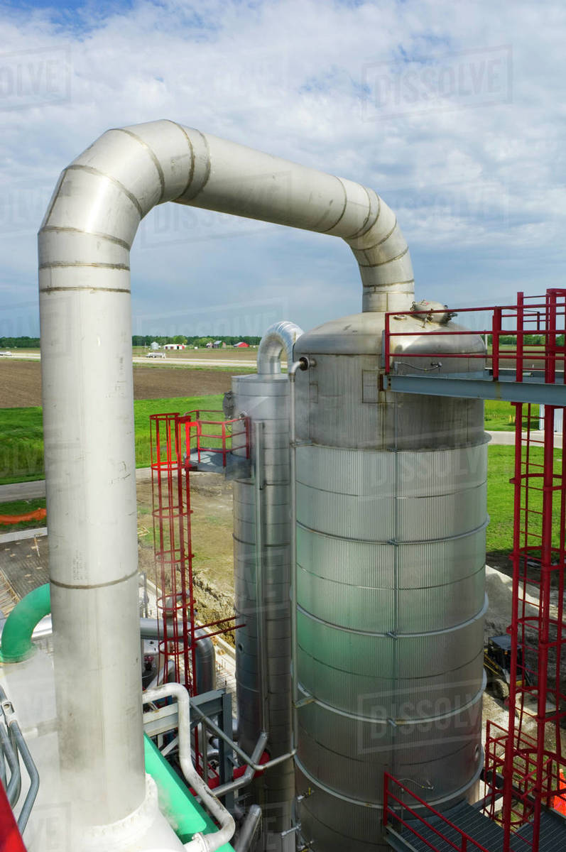Agriculture - Ethanol production plant. Piping from fermenter to ...