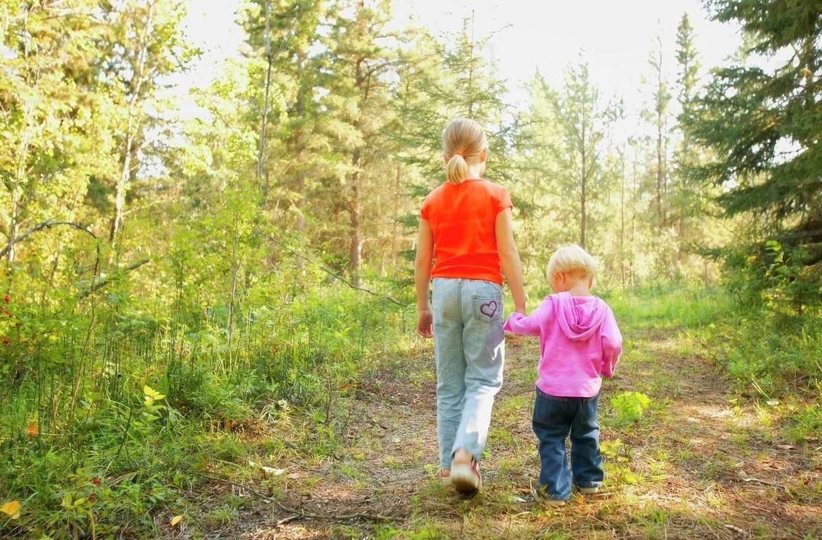 Two Children Walking Down A Path - Royalty-free Stock Photo | Dissolve