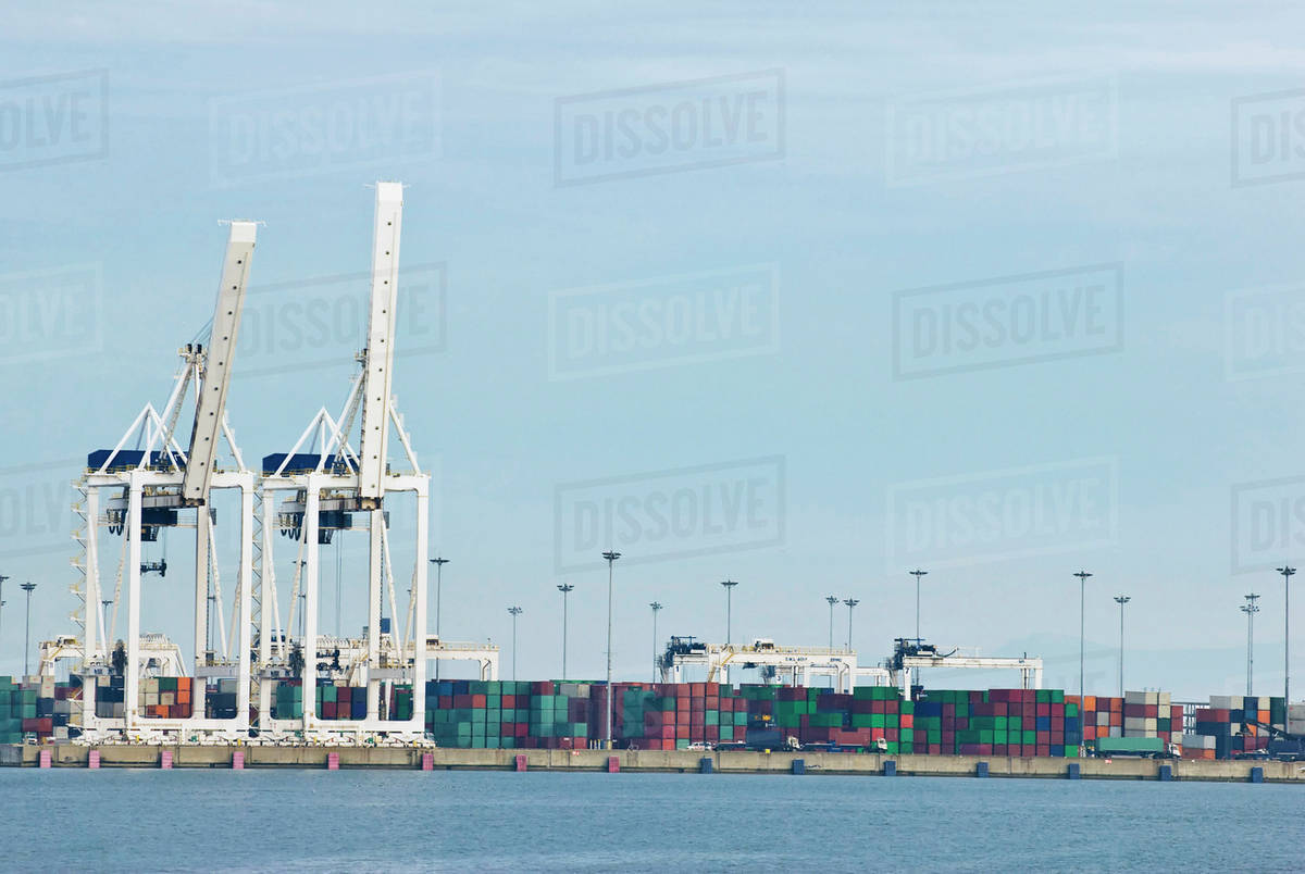 Freighters Load Up With Cargo At The Delta, Bc Port - Royalty-free ...