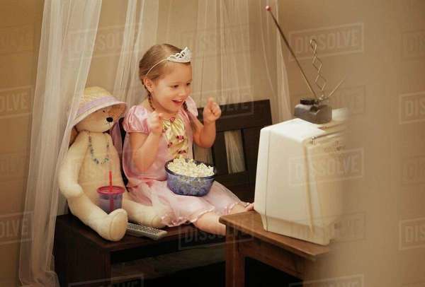 Little Princess Watching Television - Royalty-free Stock Photo | Dissolve